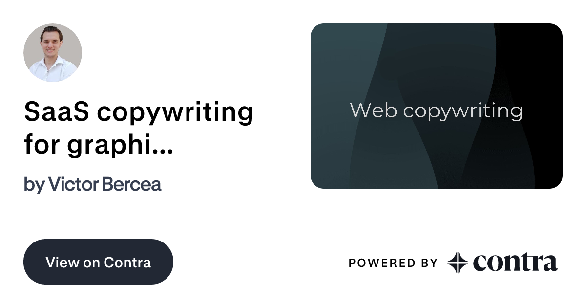 SaaS copywriting for graphic design solution by Victor Bercea