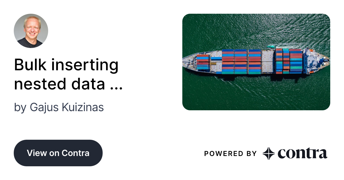Bulk inserting nested data into the database (part II) by Gajus Kuizinas Bulk inserting nested data into the database (part II) by Gajus Kuizinas