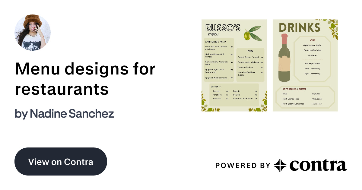 Menu designs for restaurants by Nadine Sanchez