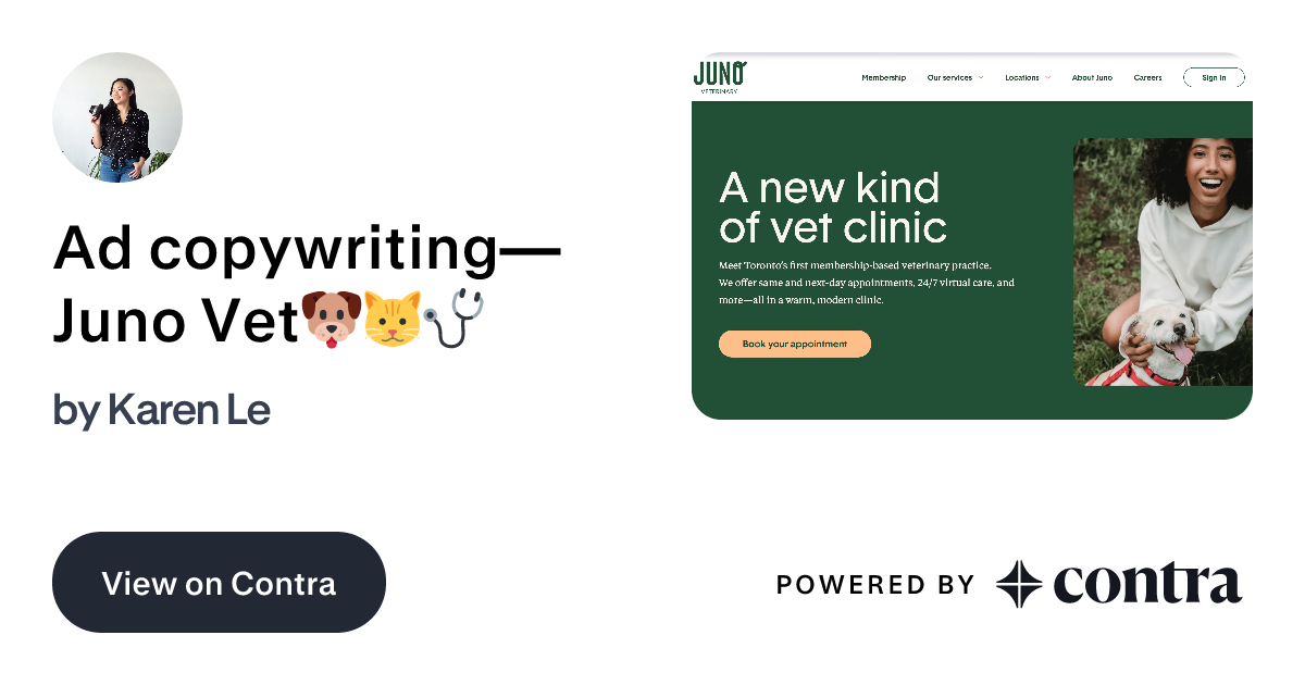 Ad copywriting— Juno Vet🐶🐱🩺 by Karen Le