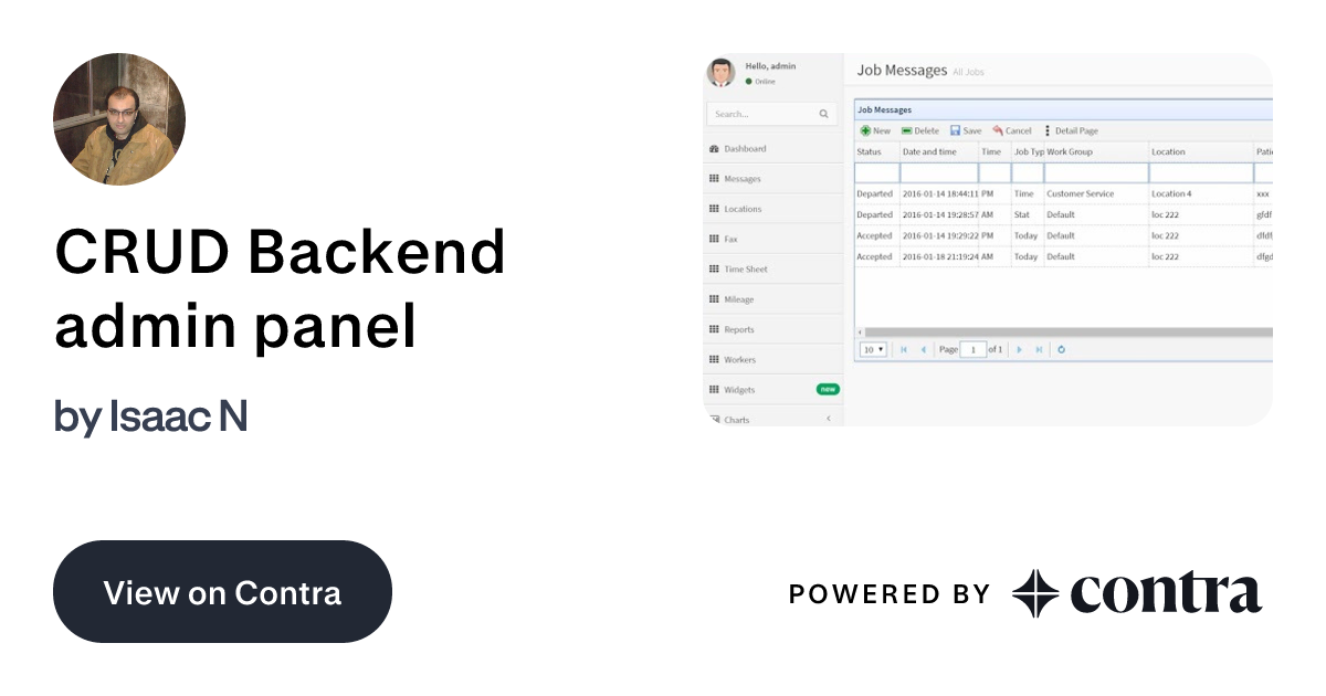 CRUD Backend admin panel by Isaac N