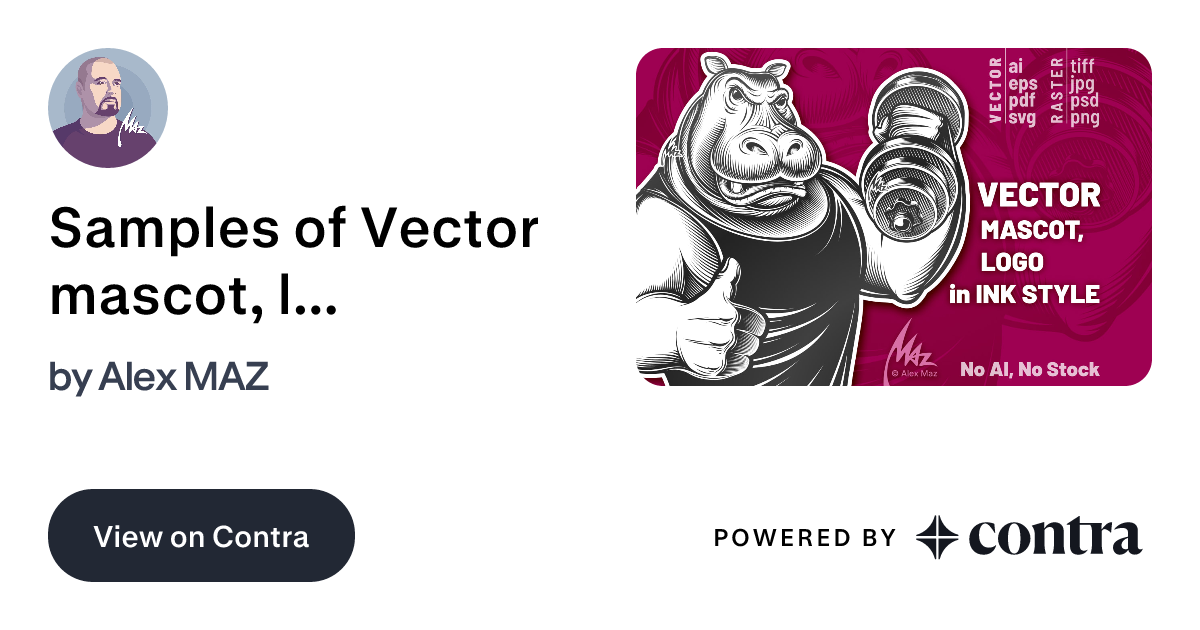 Samples of Vector mascot, logo, sticker in ink engraving linocut by ...