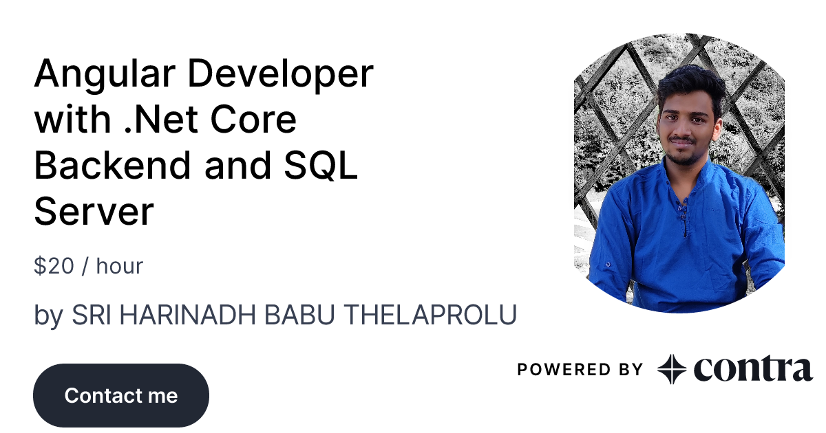 Angular Developer With Net Core Backend And Sql Server By Sri Harinadh Babu Thelaprolu 