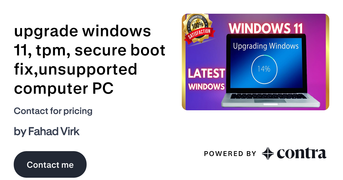 upgrade windows 11, tpm, secure boot fix,unsupported computer PC by Fahad Virk