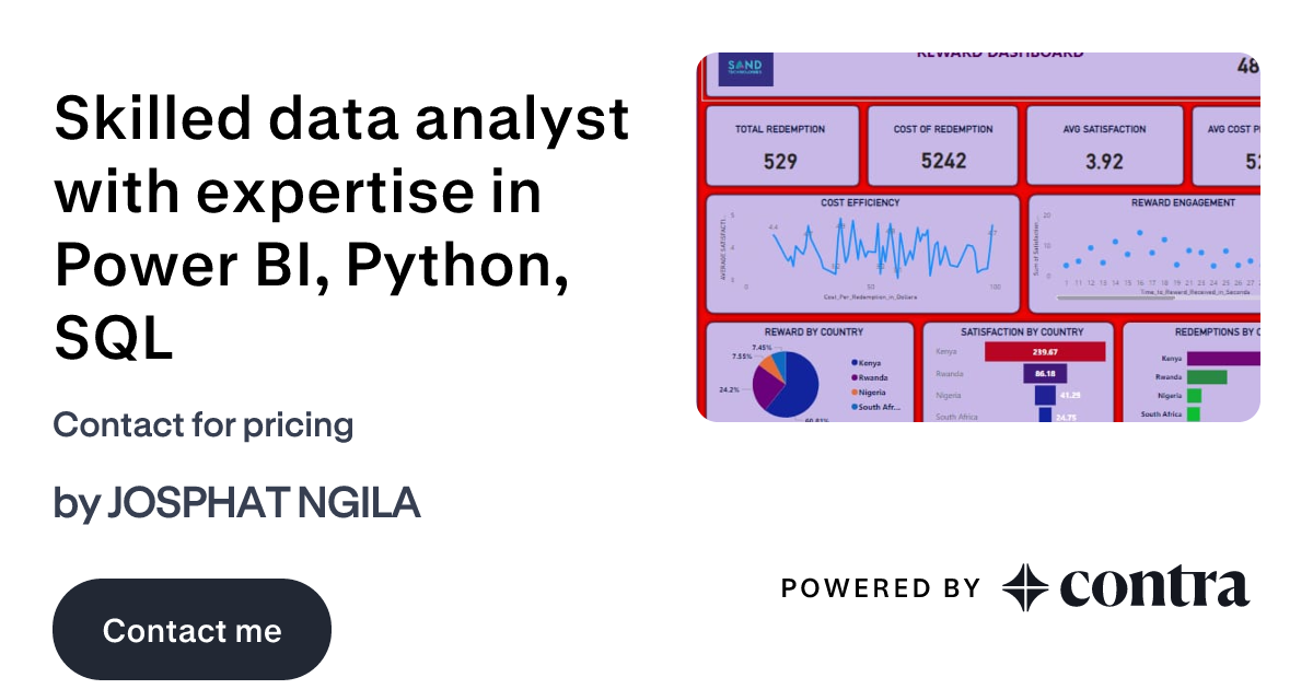 Skilled data analyst with expertise in Power BI, Python, SQL by JOSPHAT NGILA
