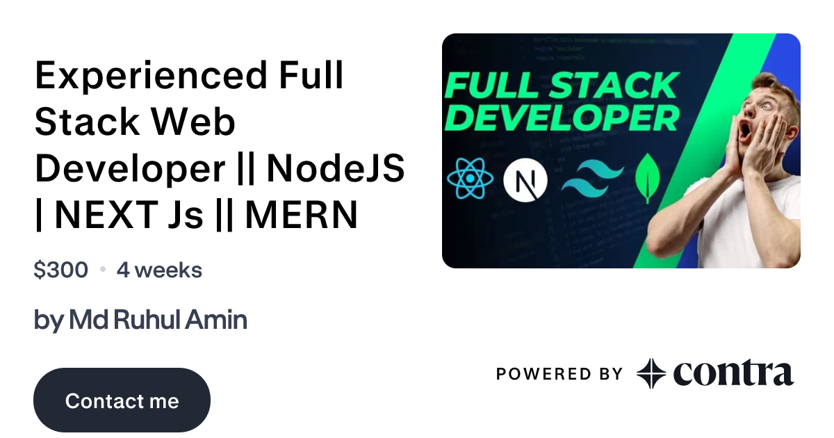Experienced Full Stack Web Developer || NodeJS | NEXT Js || MERN by Md Ruhul Amin