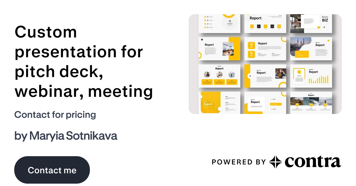 Custom presentation for pitch deck, webinar, meeting by Maryia Sotnikava
