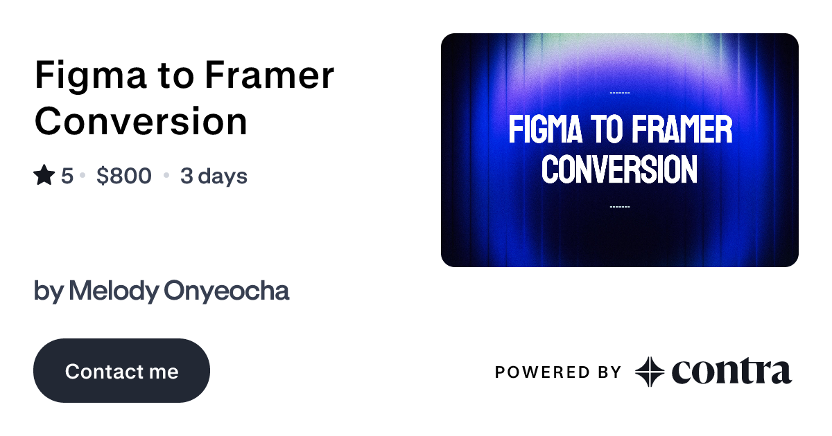 Figma to Framer Conversion by Melody Onyeocha