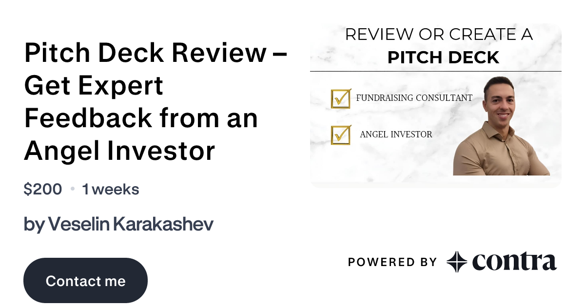 Pitch Deck Audit – Get Expert Feedback from an Angel Investor by Veselin Karakashev