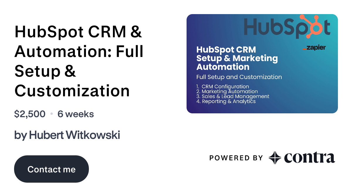 HubSpot CRM & Automation: Full Setup & Customization by Hubert Witkowski