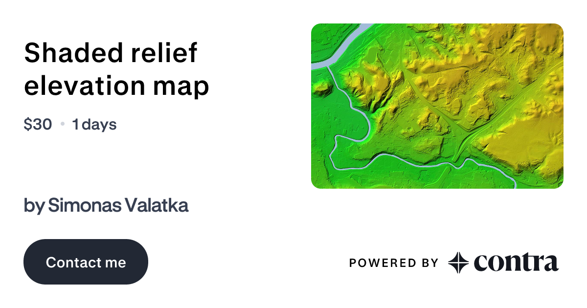 Shaded relief elevation map by Simonas Valatka