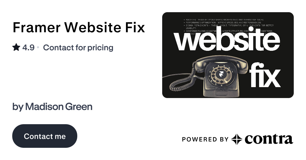 Framer Website Fix by Madison Green