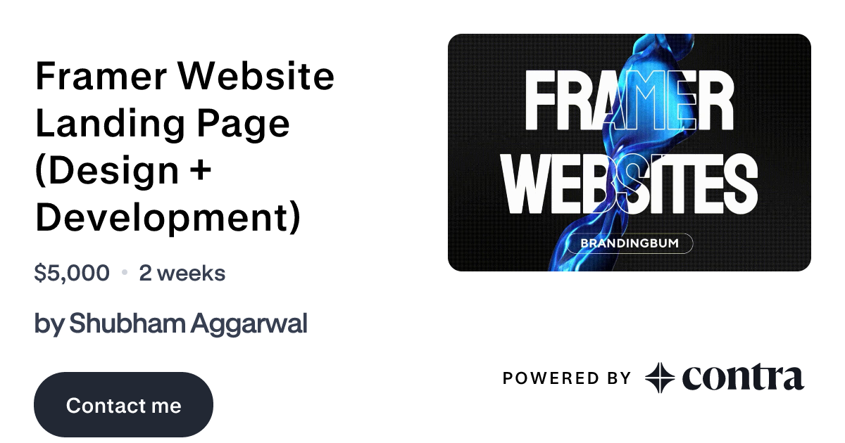 Framer Website Landing Page (Design + Development) by Shubham Aggarwal