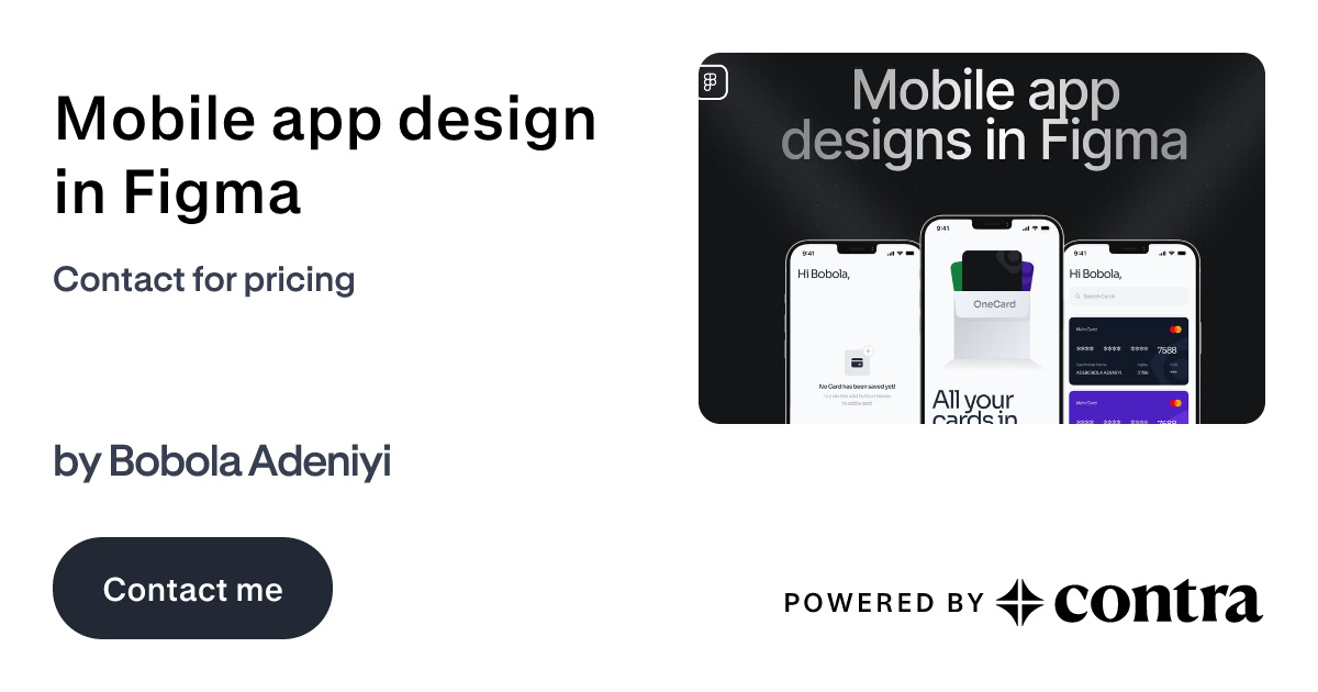 Mobile app design in Figma by Bobola Adeniyi