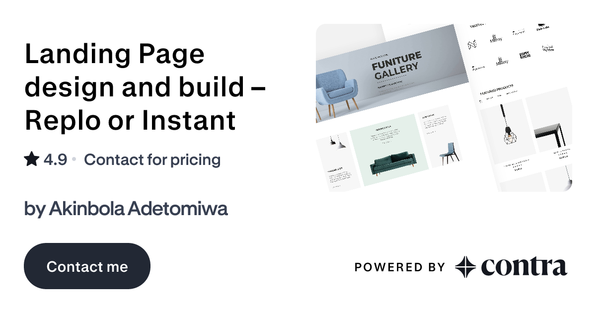 Landing Page design and build – Replo or Instant by Akinbola Adetomiwa