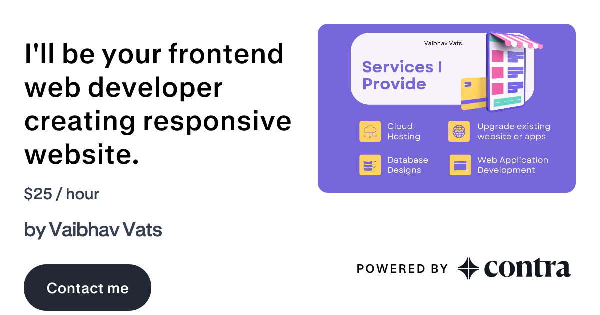 I'll be your frontend web developer creating responsive website. by Vaibhav Vats