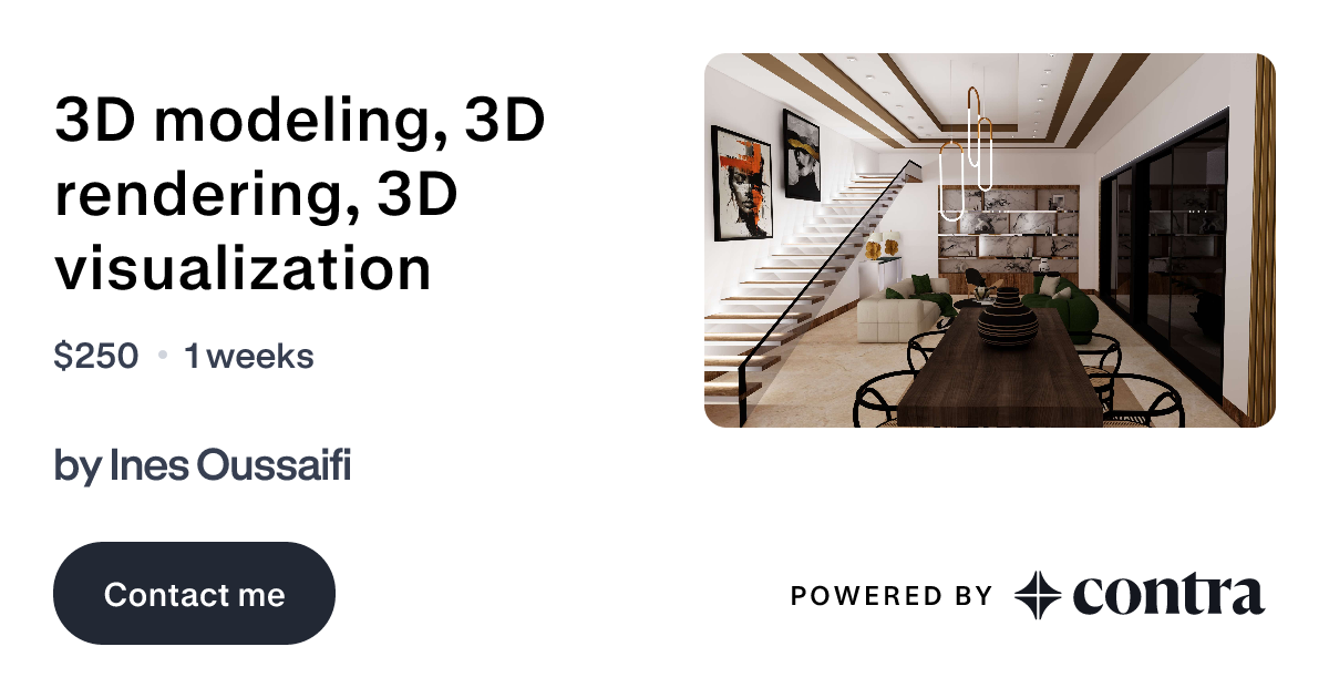 3D modeling, 3D rendering, 3D visualization by Ines Oussaifi