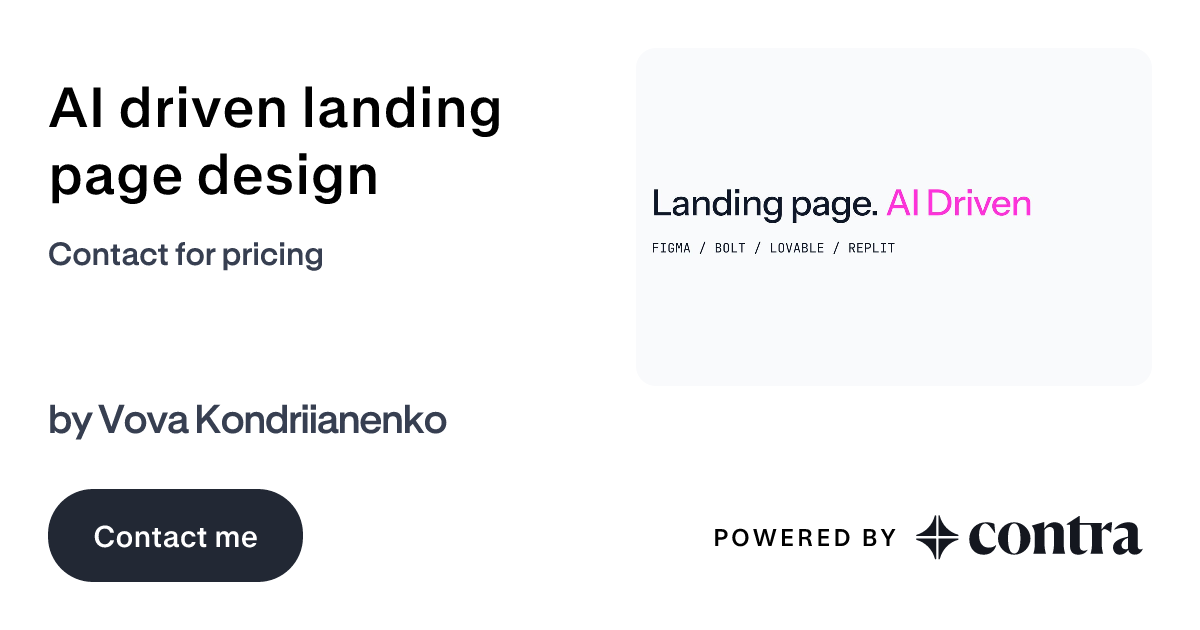 AI driven landing page design by Vova Kondriianenko