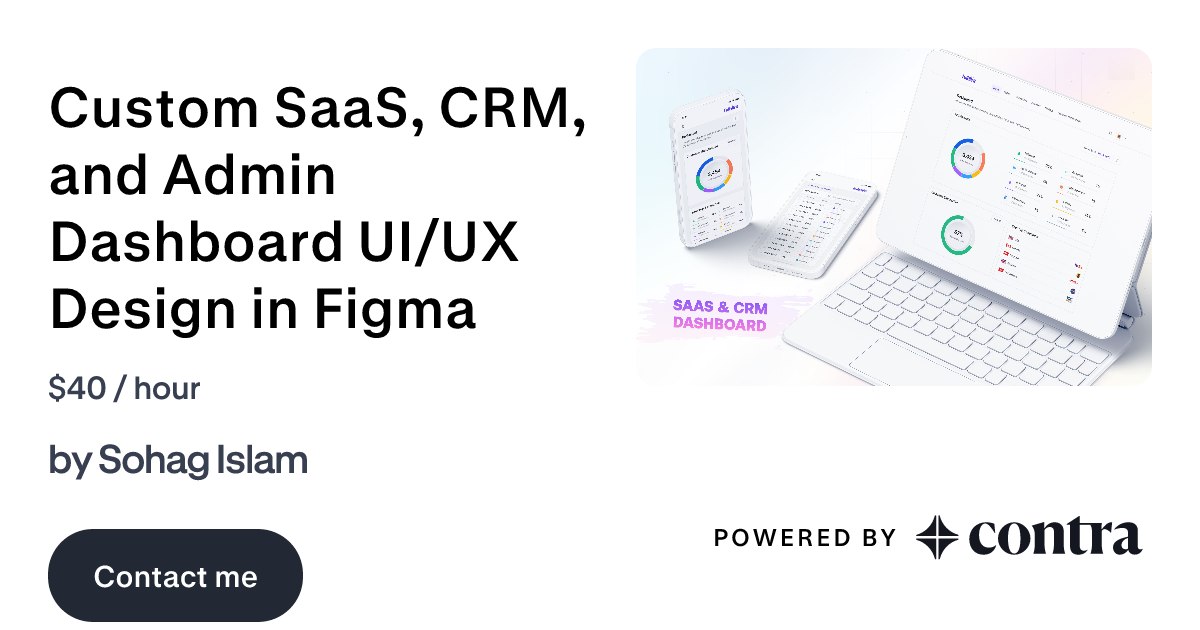 Custom SaaS, CRM, and Admin Dashboard UI/UX Design in Figma by Sohag Islam