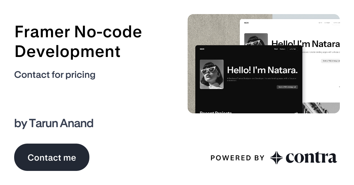 Framer No-code Development by Tarun Anand