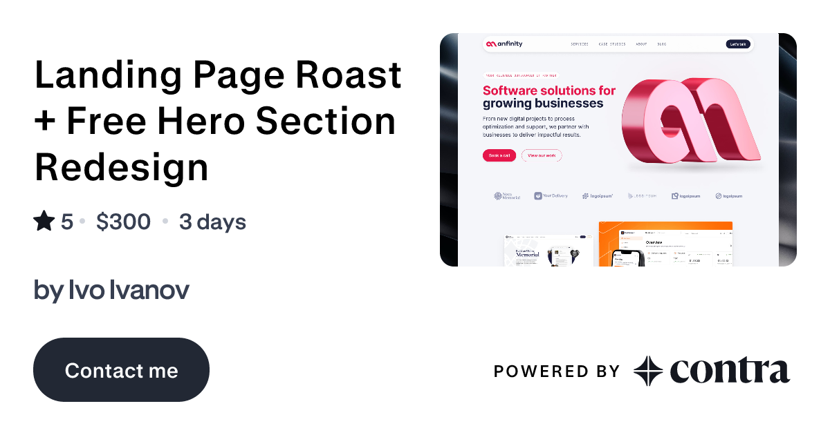 Landing Page Roast + Free Hero Section Redesign by Ivo Ivanov