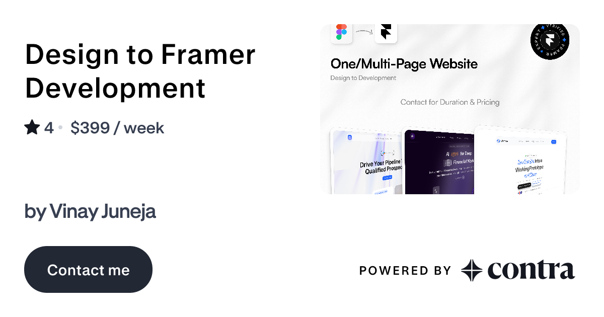 Figma Web-Design to Framer Development by Vinay Juneja