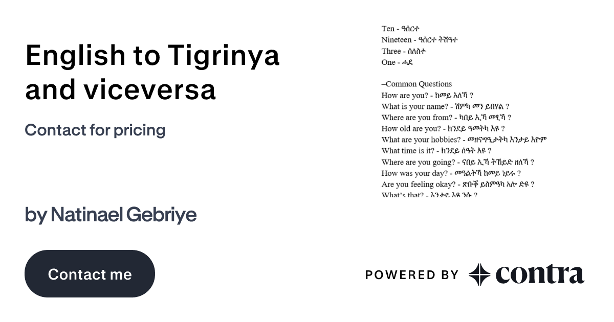 English to Tigrinya and viceversa by Natinael Gebriye