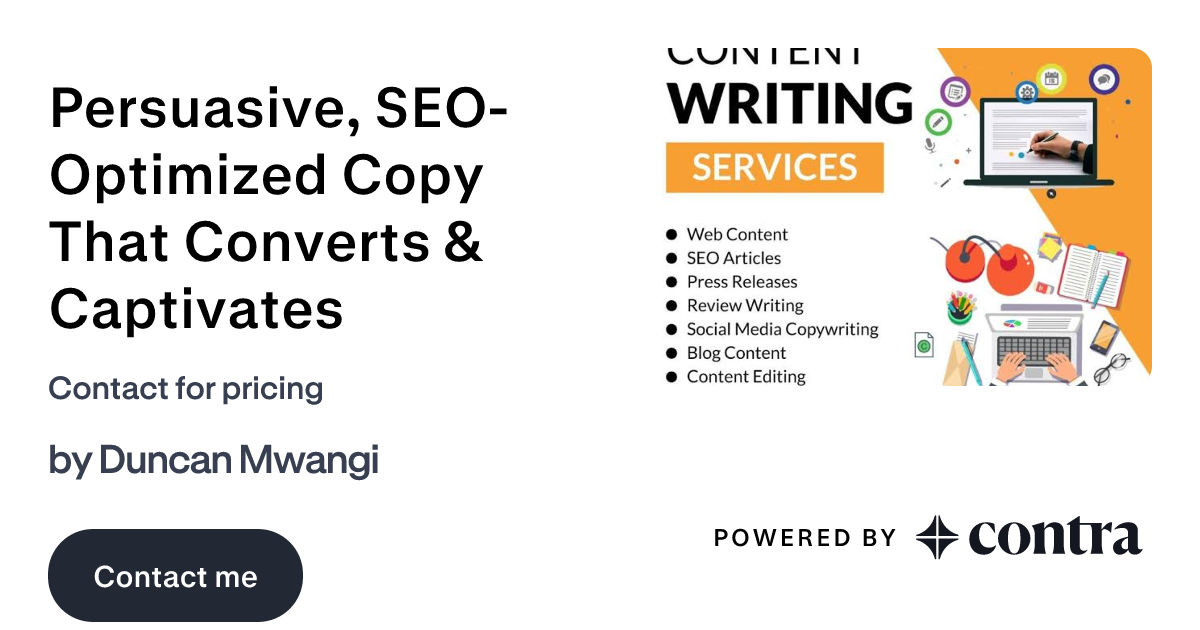 Persuasive, SEO-Optimized Copy That Converts & Captivates by Duncan Mwangi