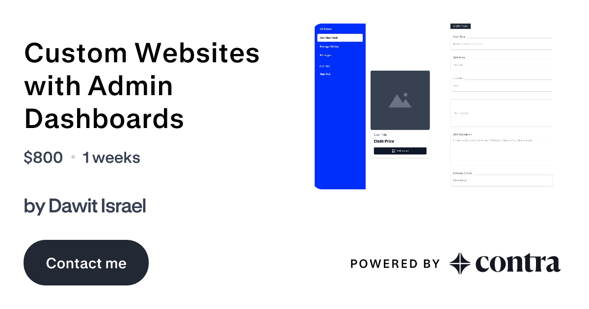 Custom Websites with Admin Dashboards by Dawit Israel