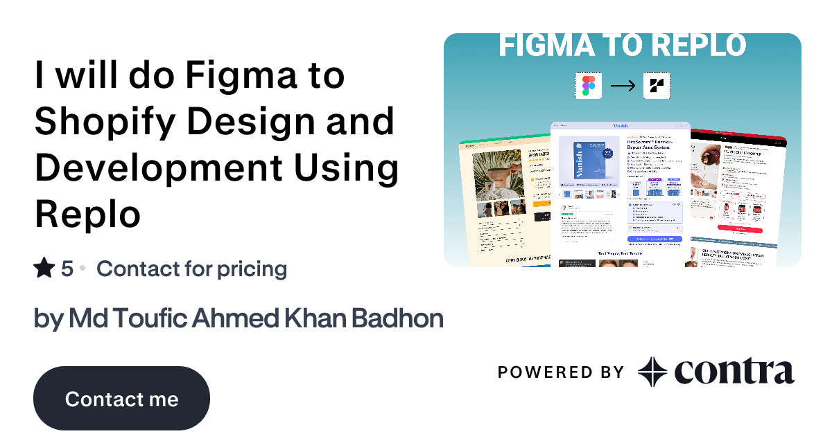 Figma to Shopify Replication With Replo Pagebuilder by Md Toufic Ahmed Khan Badhon