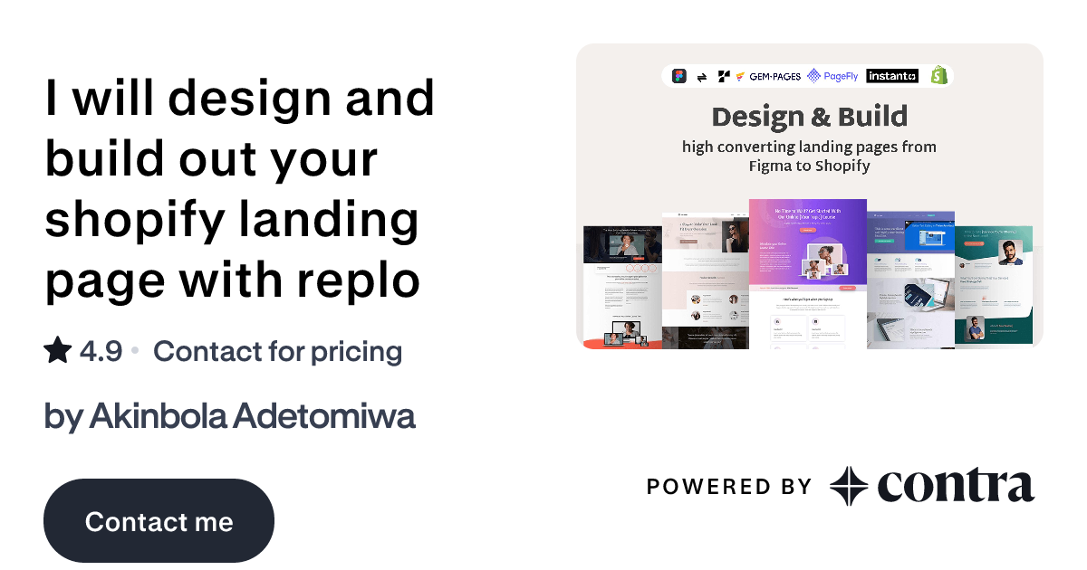 I will design and build out your shopify landing page with replo by Akinbola Adetomiwa