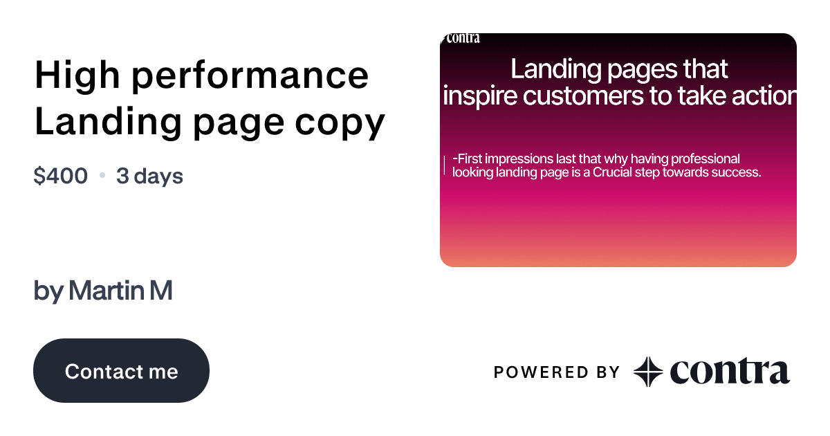 High performance Landing page copy by Martin M