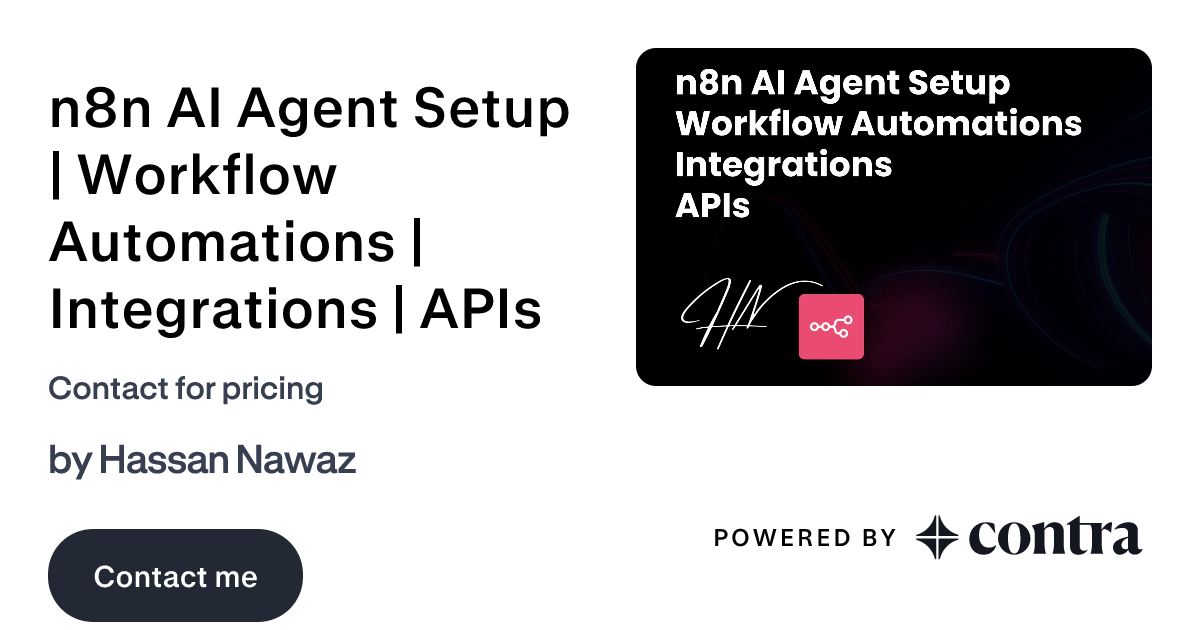 n8n AI Agent Setup | Workflow Automations | Integrations | APIs by Hassan Nawaz