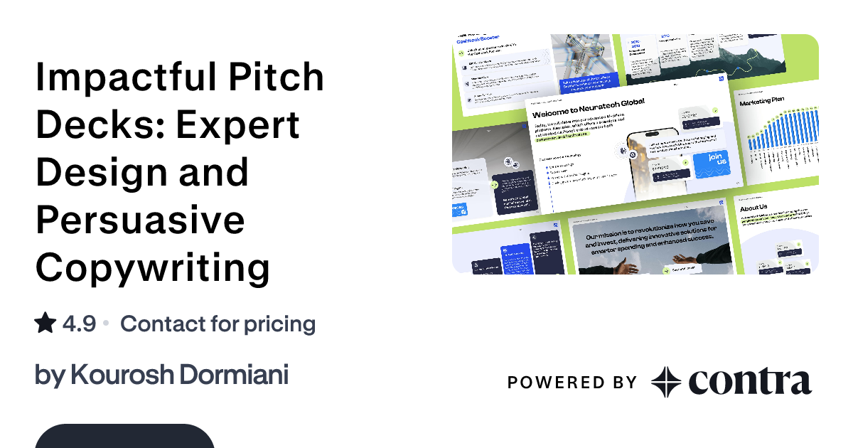 Impactful Pitch Decks: Expert Design and Persuasive Copywriting by Kourosh Dormiani
