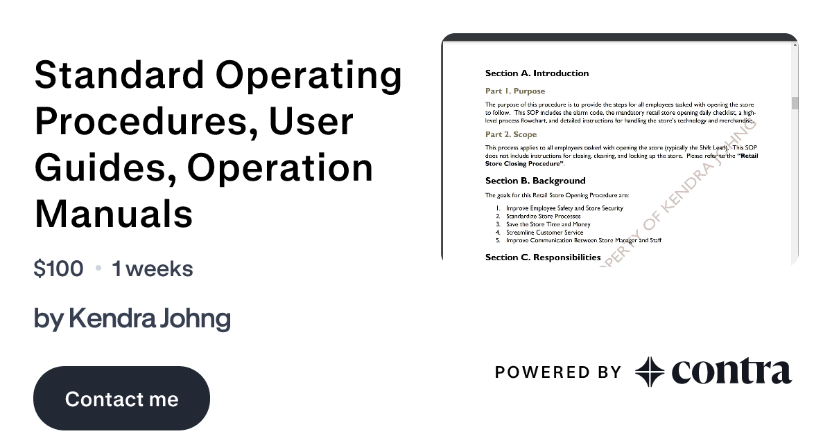 Standard Operating Procedures, User Guides, Operation Manuals by Kendra ...