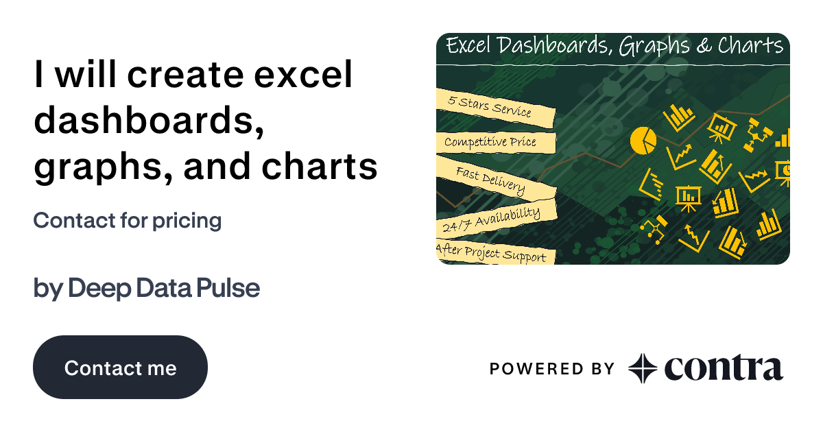 I will create excel dashboards, graphs, and charts by Deep Data Pulse
