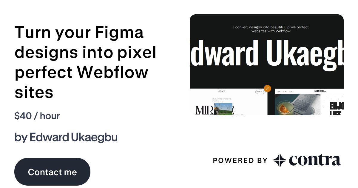 Turn your Figma designs into pixel perfect Webflow sites by Edward Ukaegbu