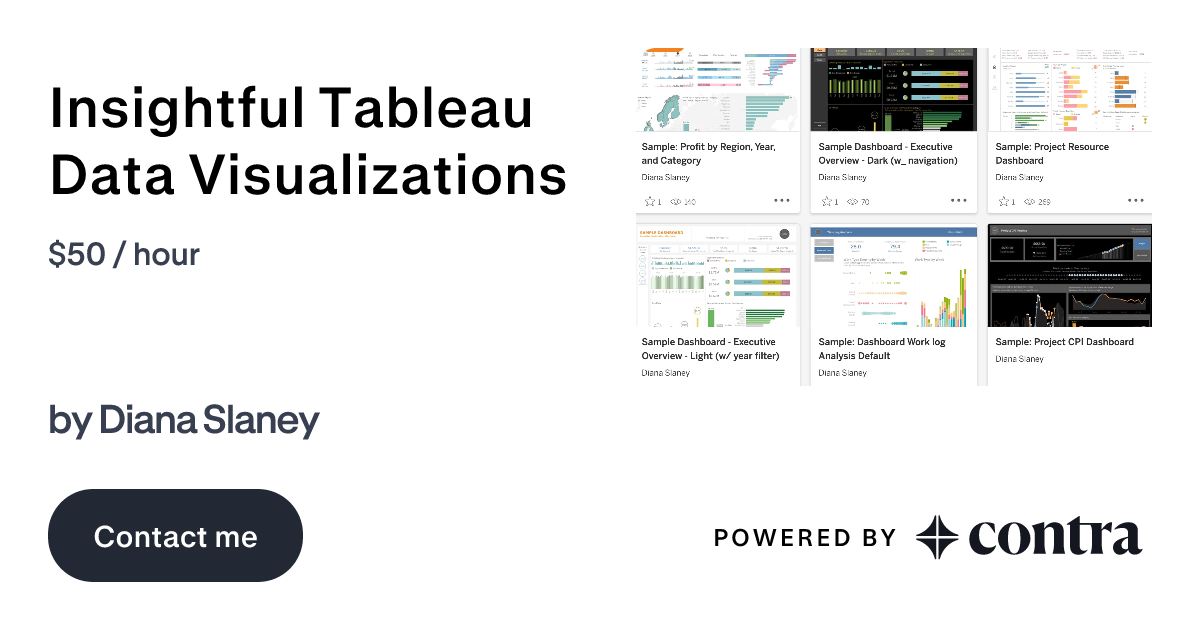 Insightful Tableau Data Visualizations by Diana Slaney