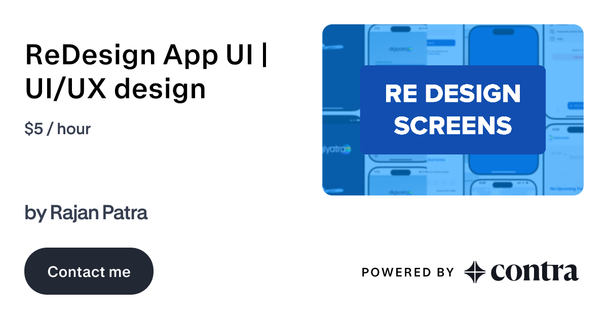 ReDesign App UI | UI/UX design by Rajan Patra