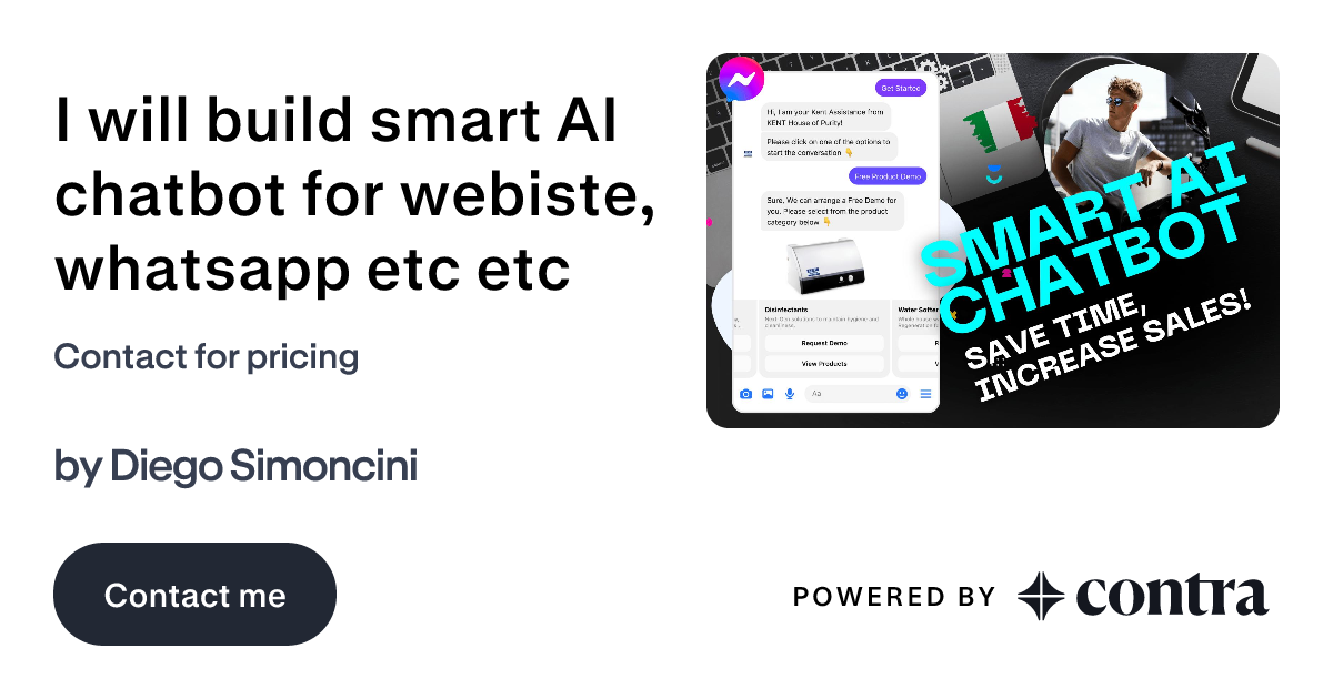 I will build smart AI chatbot for webiste, whatsapp etc etc by Diego ...