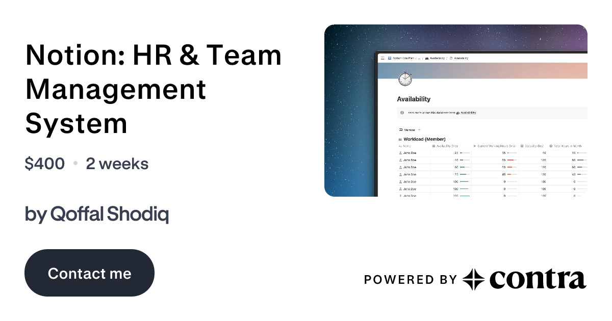 Notion: HR & Team Management System by Qoffal Shodiq
