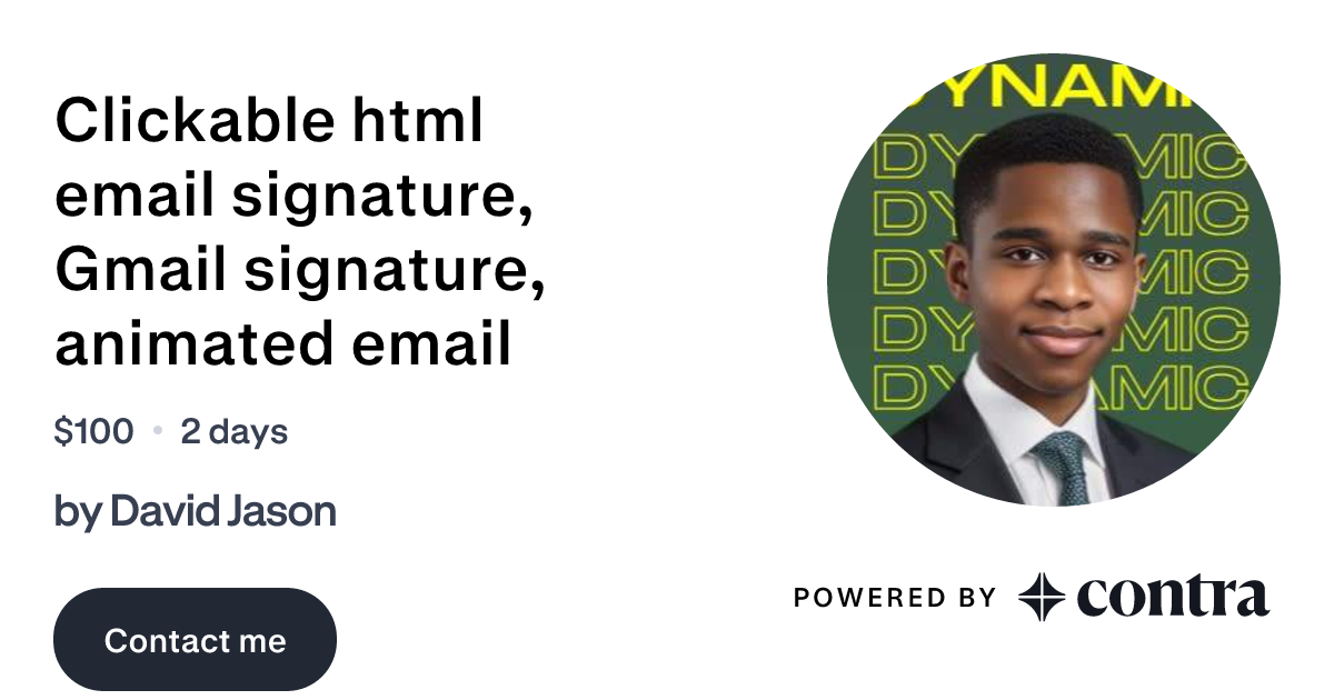 Clickable html email signature, Gmail signature, animated email by David Jason