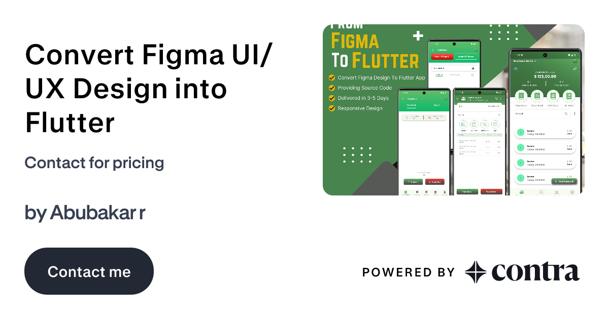 Convert Figma UI/UX Design into Flutter by Abubakar r