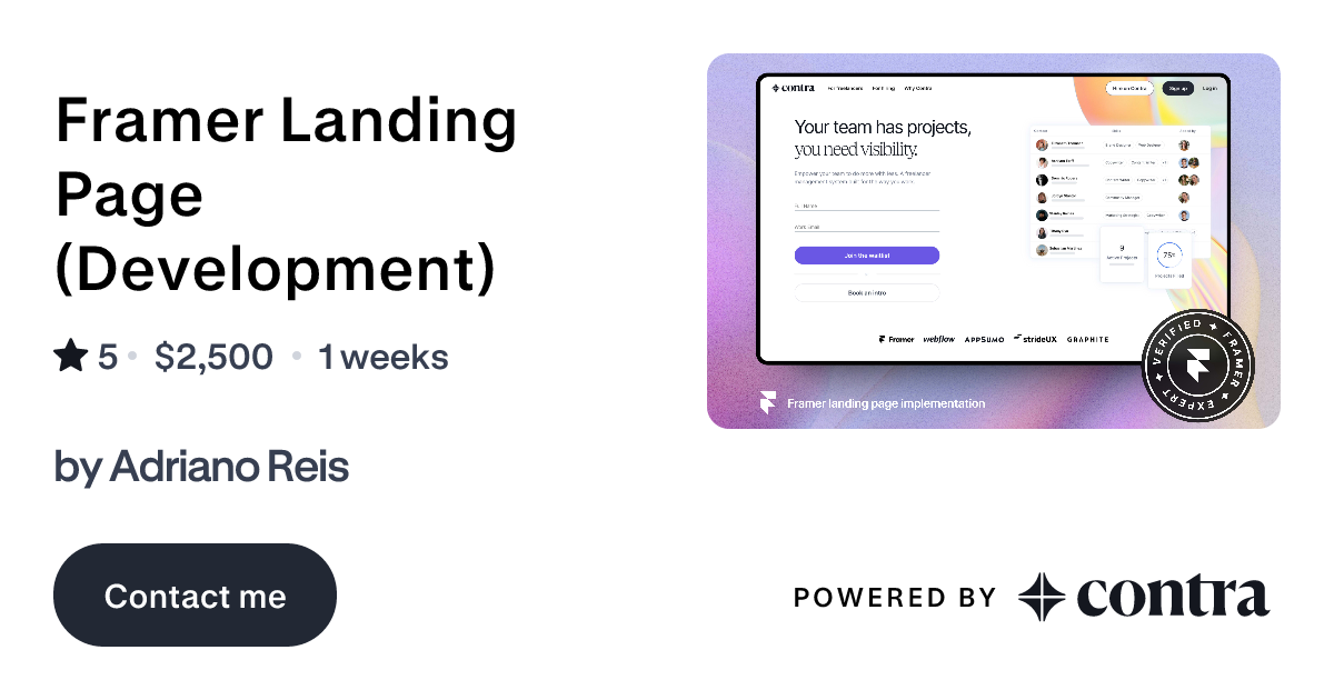 Framer Landing Page (Development) by Adriano Reis