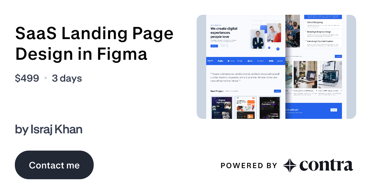 Landing Page UI Design in Figma by Israj Khan