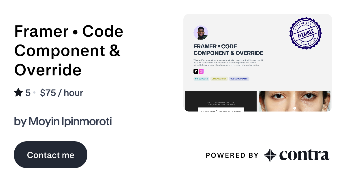 Framer • Code Component & Override by Moyin Ipinmoroti