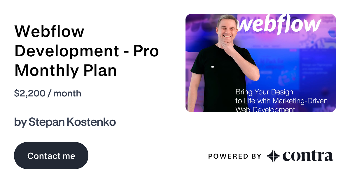 Webflow Development - Pro Monthly Plan by Stepan Kostenko