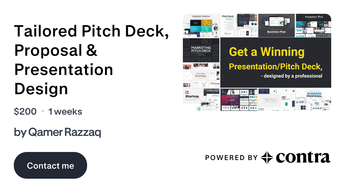 Tailored Pitch Deck, Proposal & Presentation Design by Qamer Razzaq
