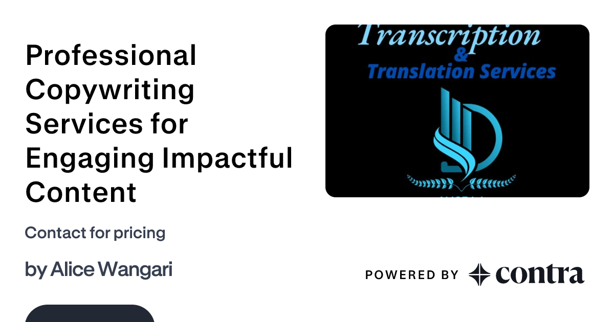 Professional Copywriting Services for Engaging Impactful Content by Alice Wangari