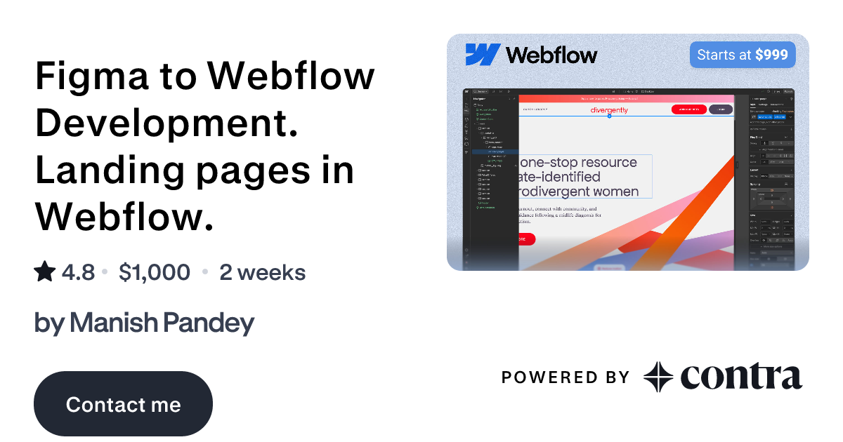 Figma to Webflow Development. Landing pages in Webflow. by Manish Pandey